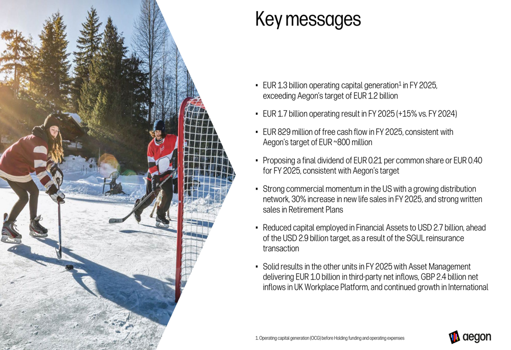 Aegon 2H 2025 slides: Operating result up 15%, shares dip despite ...