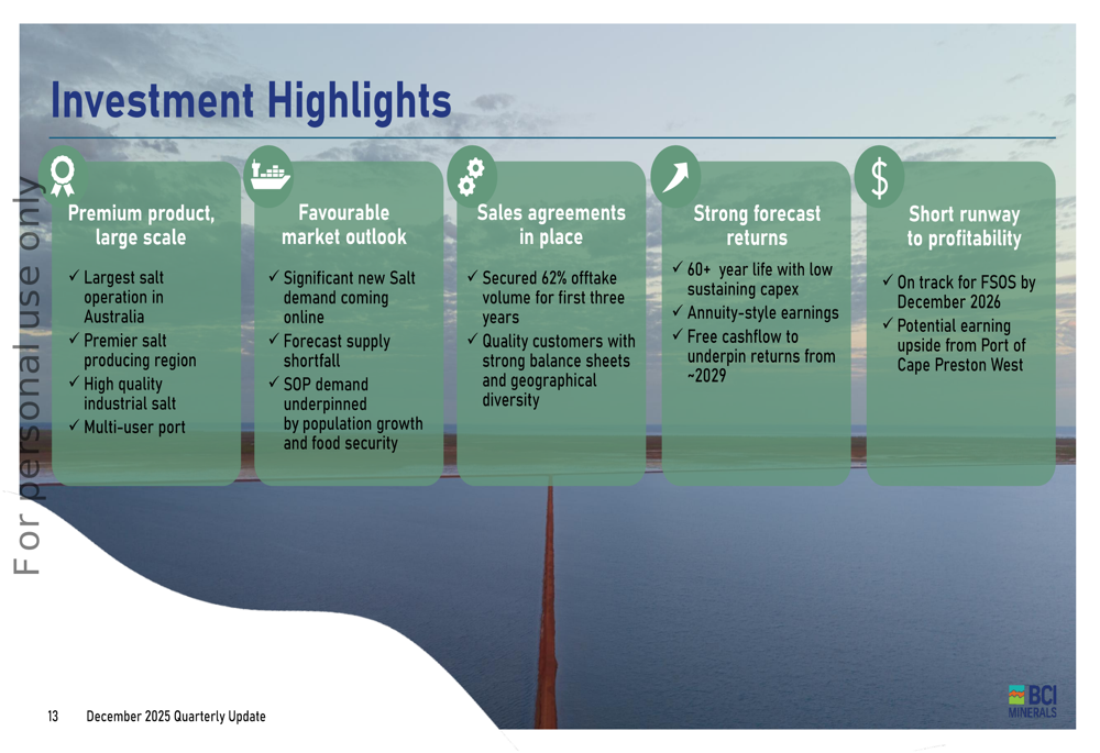 BCI Minerals Q4 2025 slides: Mardie Salt Project 77% complete, on track ...