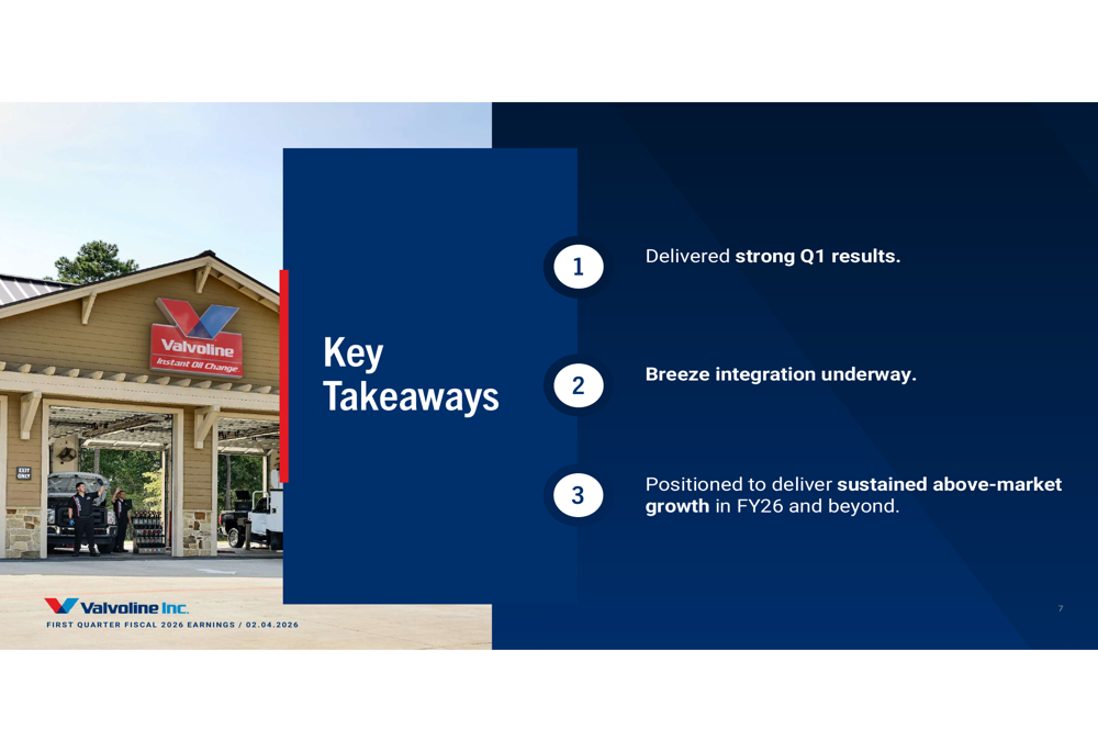 Valvoline Q1 2026 slides: Double-digit growth across all metrics ...