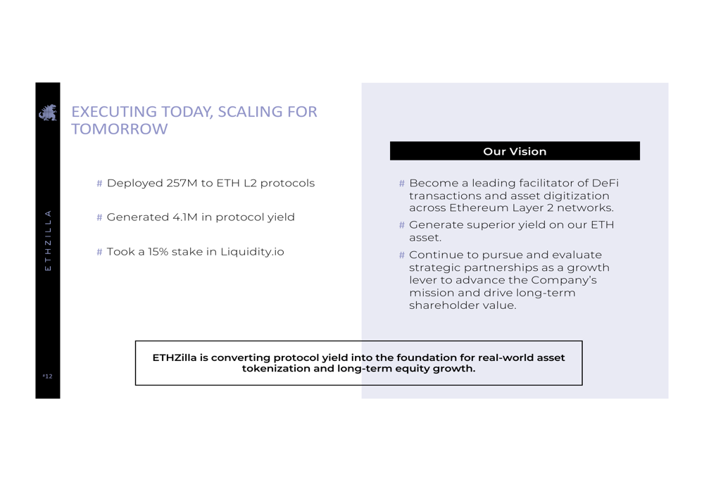 ETHZilla Q3 2025 slides: ETH yield strategy outperforms amid strategic ...