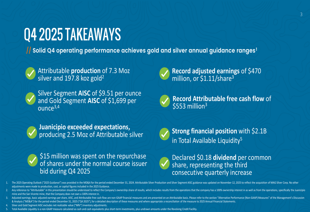 Pan American Silver Q4 2025 slides: Record earnings, robust 2026 ...