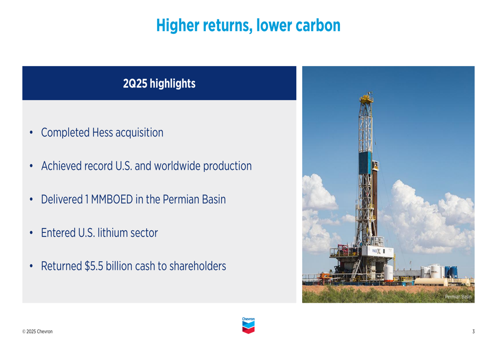 Chevron Q2 2025 presentation slides: Record production amid Hess ...
