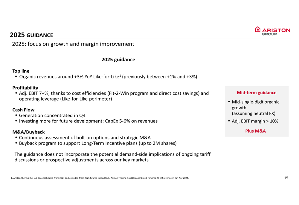 Ariston Q3 2025 slides: Organic growth accelerates, margins improve as ...