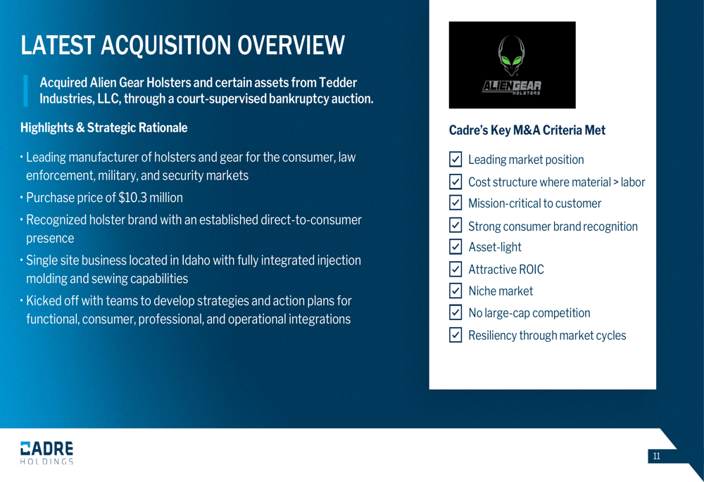 Cadre Holdings : carnet de commandes record malgré la pression sur les ...