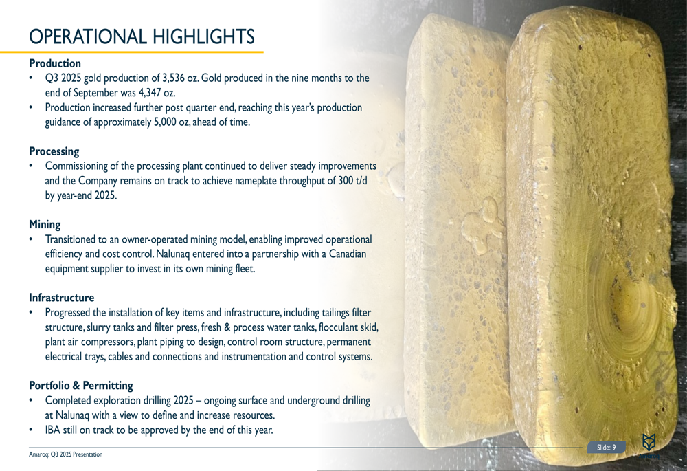 Amaroq Minerals Q3 2025 slides: Gold production ramps up amid strategic ...