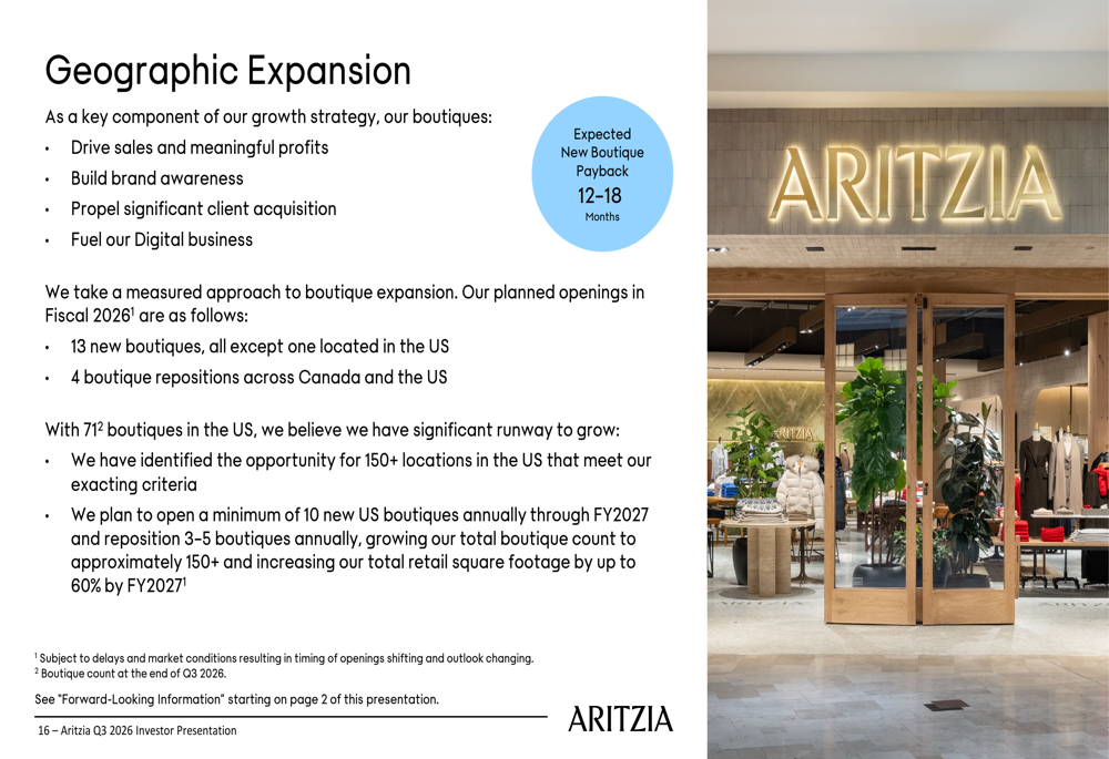 Aritzia Q3 2026 slides: First billion-dollar quarter fuels US expansion ...