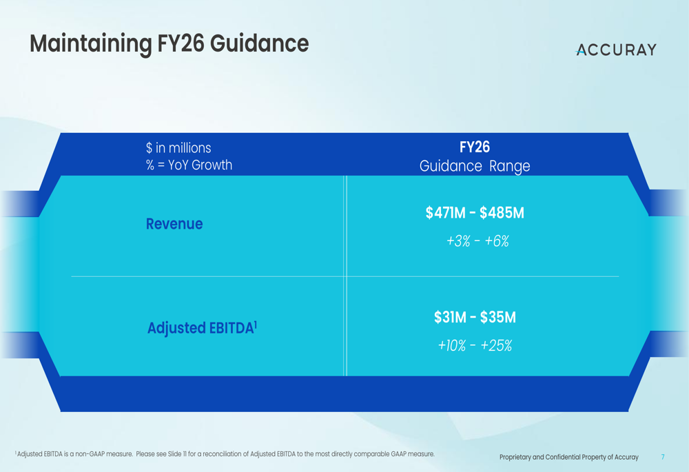 Accuray Q1 FY26 presentation slides: Revenue declines 7% but guidance ...