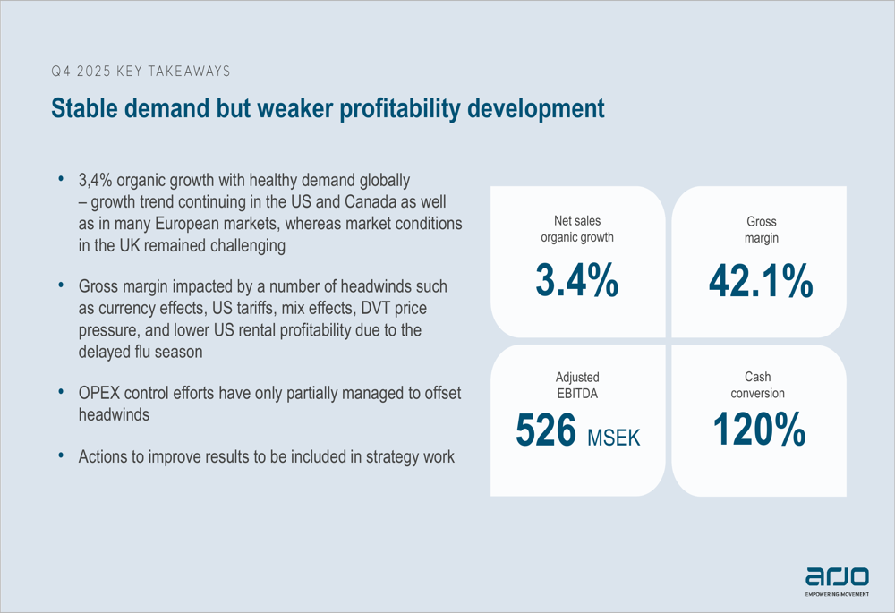 Arjo Q4 2025 slides: Solid growth amid profitability challenges, shares ...